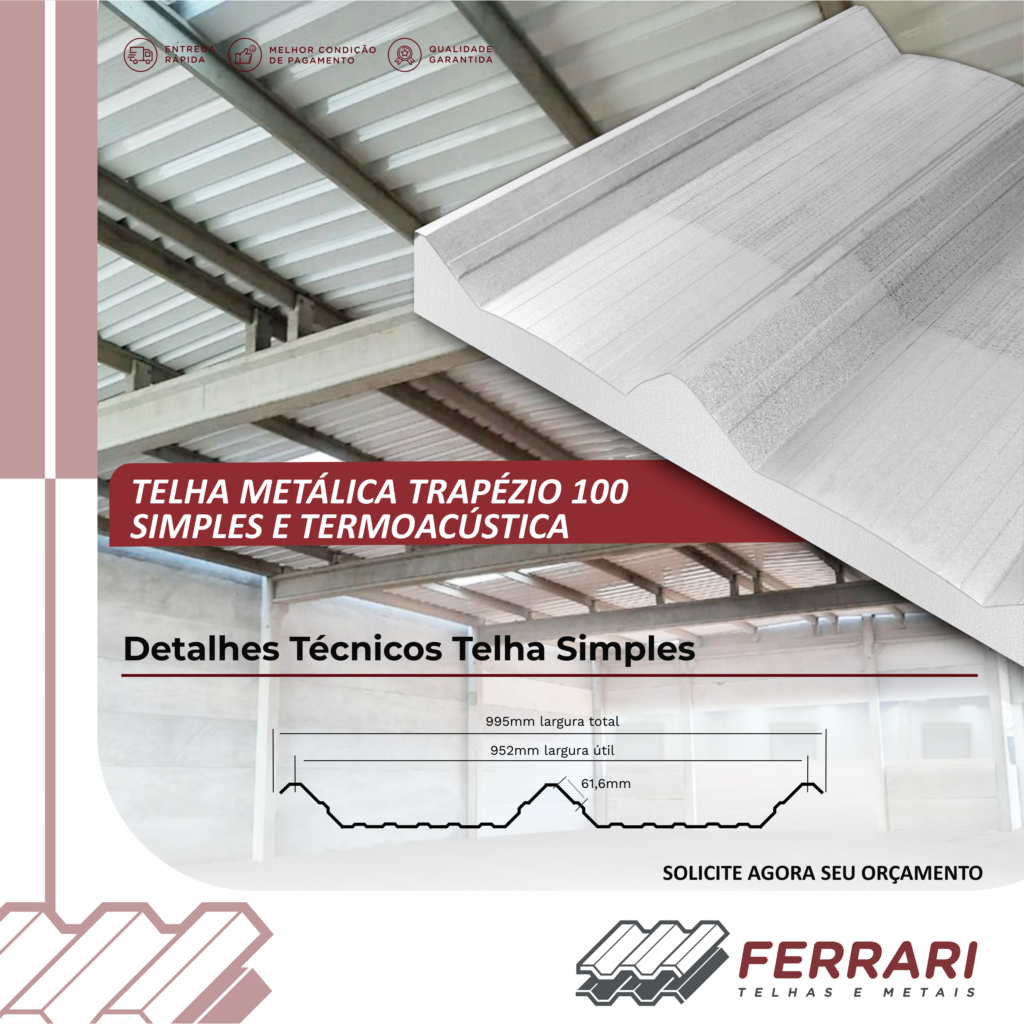 Telha Metálica Trapézio 100